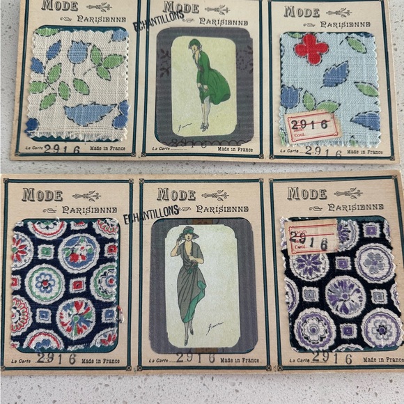 unbranded | Other | Pair Of Antique French Fabric Sample Cards 93 Mode ...